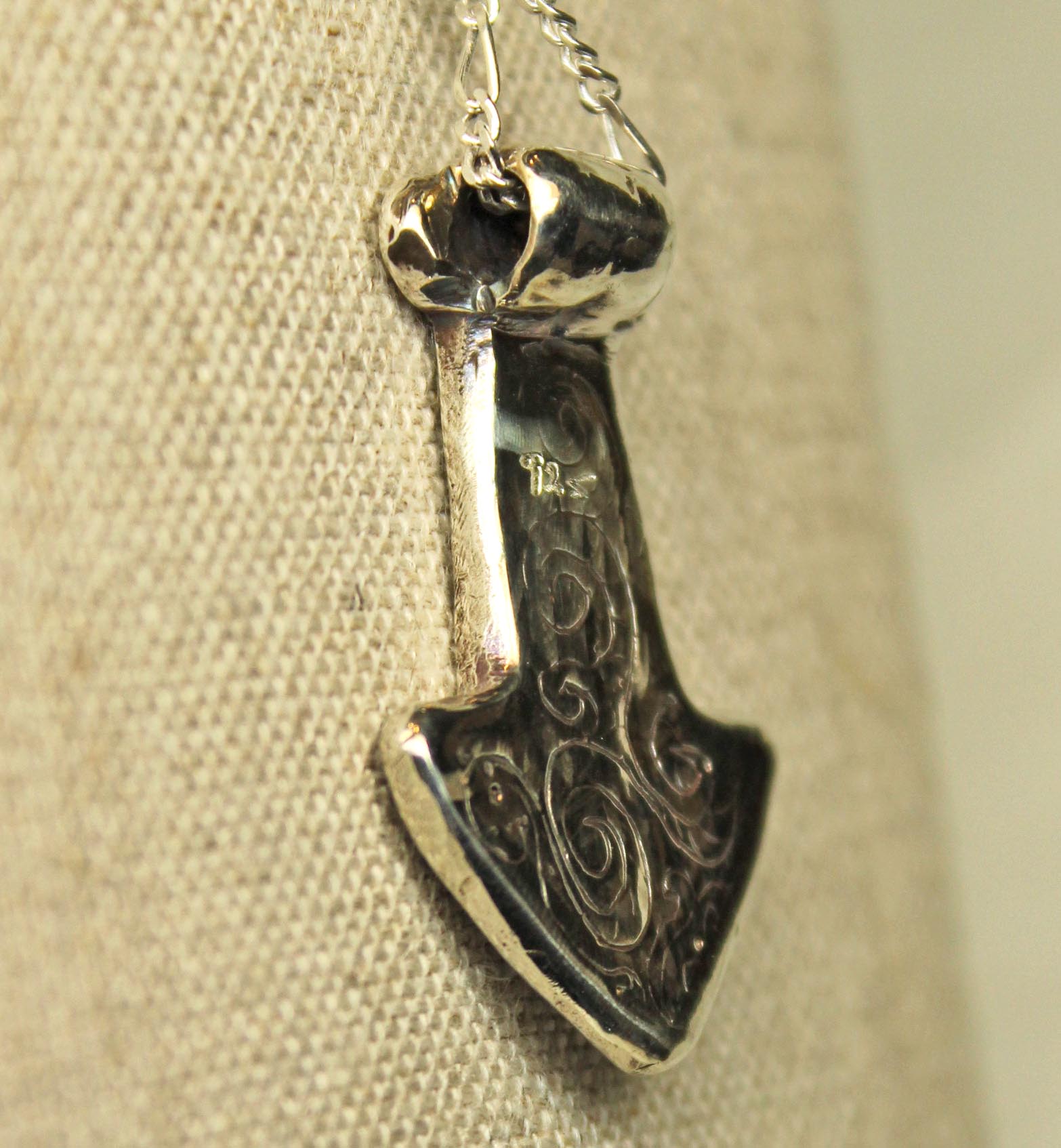 Viking Thor's Hammer pendant in silver, oxidized, by Suzan.