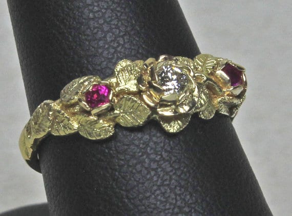 Ruby diamond Rose Ring - Postgate Celtic Jewelry Scottish Jewelry Irish ...