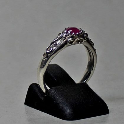 Medieval Pink Sapphire ring in Sterling silver pink sapphire