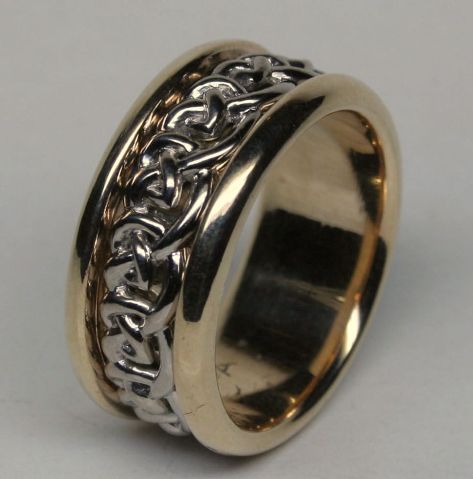 Celtic knot band two tone in white and yellow 18K - Postgate Celtic ...