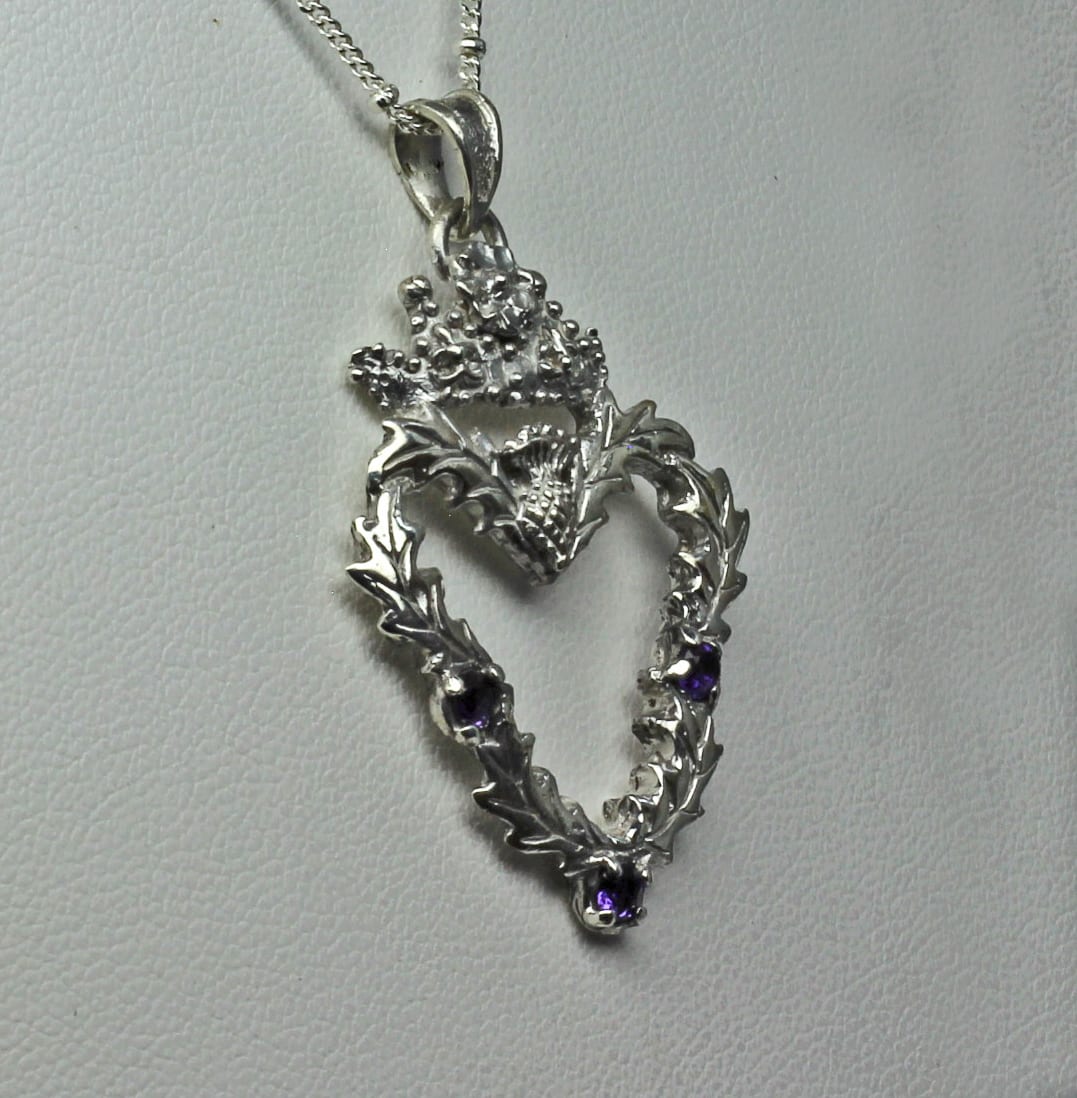 Scottish thistle and amethysts pendant in silver by Suzan - Postgate ...