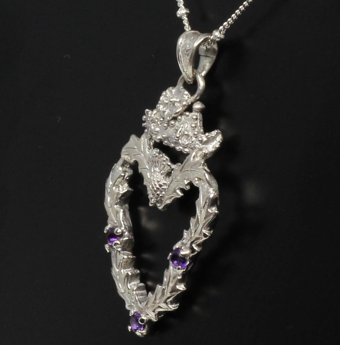 Scottish thistle and amethysts pendant in silver by Suzan - Postgate ...