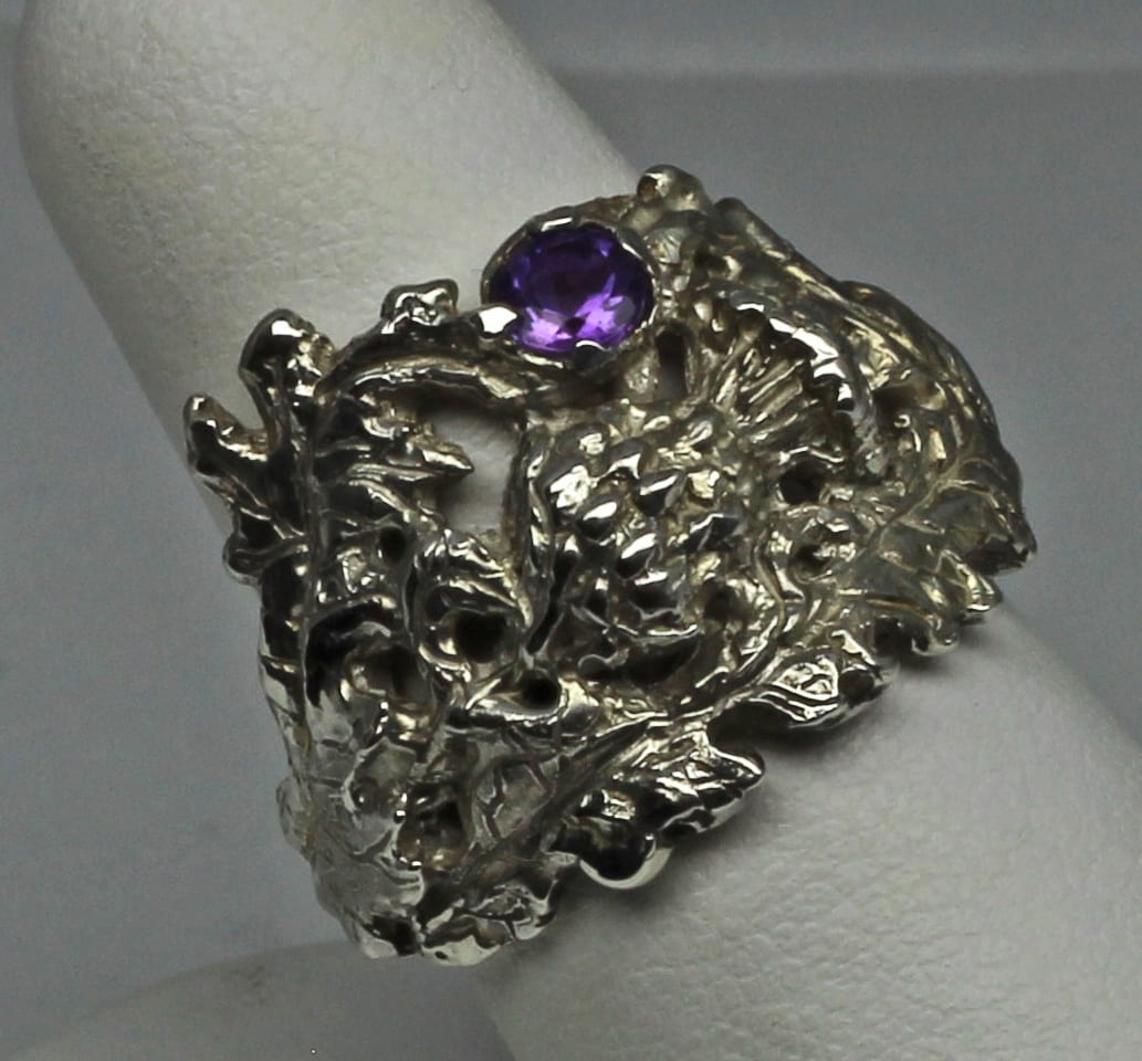 Scottish amethyst thistle ring in sterling silver by Suzan - Postgate ...