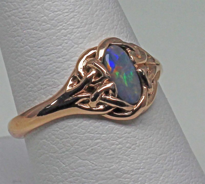 celtic black opal rose gold ring in 14k size 5 1/5 by George