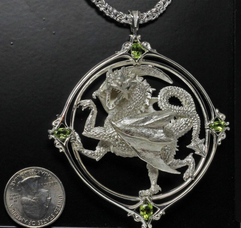 Dragon Peridot Pendant designed and made in silver by George