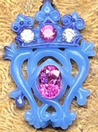 Scottish Luckenbooth Gold Pendant 18K Pink Sapphire Diamonds